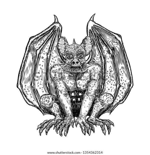 Mythological Ancient Creatures Animals Bat Like Stock Vector (Royalty ...