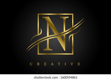 N Golden Letter Logo Vector Illustration Stock Vector (Royalty Free ...