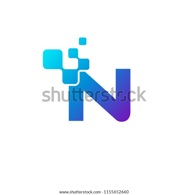 N Initial Letter Logo Design Digital Stock Vector (Royalty Free ...