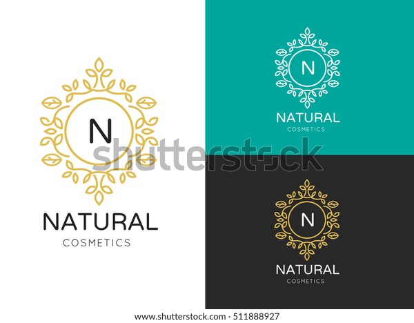 N Letter Monogram Natural Cosmetic Logo Stock Vector (Royalty Free ...