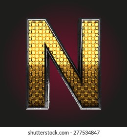 Gold Glitter Letter N Shiny Sparkling Stock Illustration 1345547855