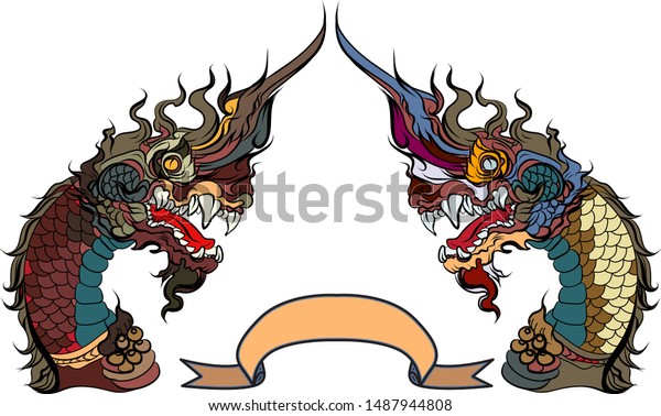 Naga King Snake Himmaparn Forestanimal Buddhismasia Stock Vector ...