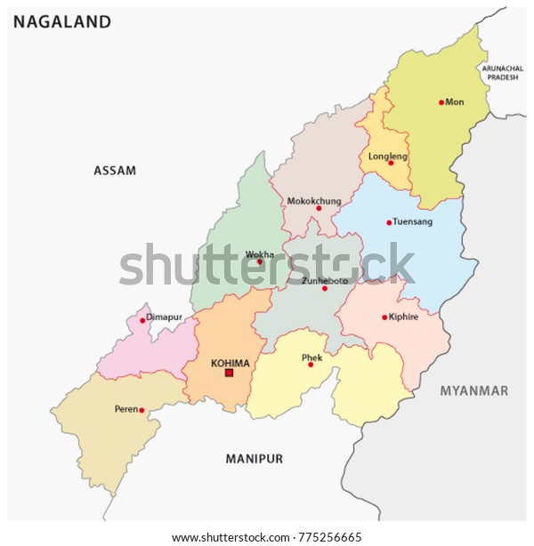 Nagaland Administrative Political Map 스톡 벡터(로열티 프리) 775256665 Nagaland Administrative Political Map 스톡 벡터(로열티 프리) 775256665