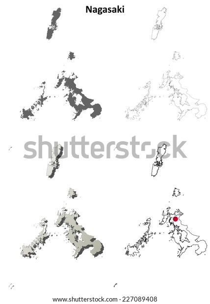Nagasaki Blank Outline Map Set Vector Stock Vector (Royalty Free ...