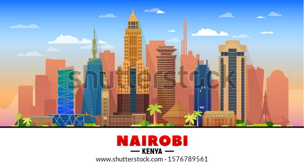 Nairobi Kenya Skyline Sky Background Flat Stock Vector (Royalty Free ...