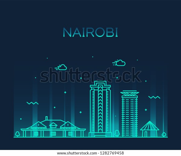 Nairobi Skyline Kenya Trendy Vector Illustration Stock Vector (Royalty ...