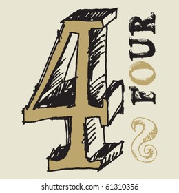 3,393 Number 4 Doodle Images, Stock Photos & Vectors | Shutterstock