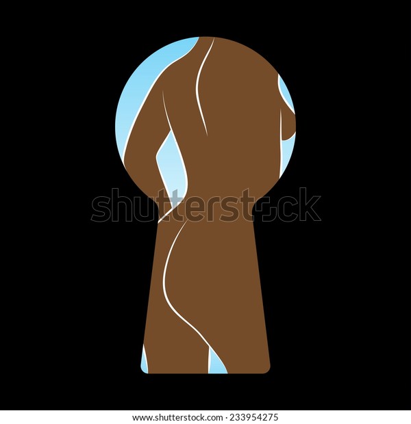 Naked Woman Keyhole Stock Vector Royalty Free 233954275 Shutterstock
