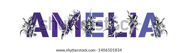 Name Amelia Font Composition Named Amelia Stock Vector (Royalty Free ...