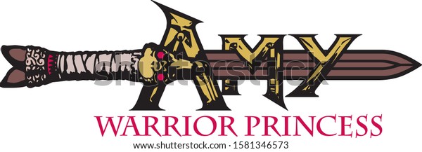 Name Art Warrior Princess Medieval Skull Stock Vector (Royalty Free ...