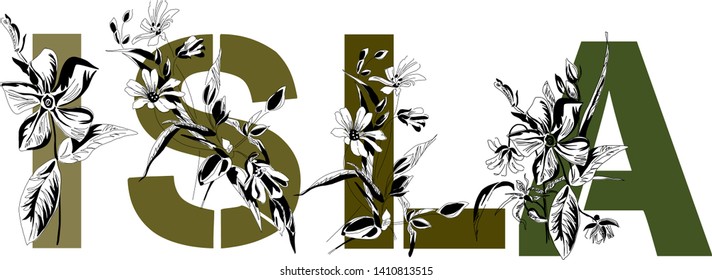 Name Isla Font Composition Named Isla Stock Vector (Royalty Free ...