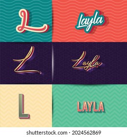 Name Layla Various Retro Graphic Design Stock Vector (Royalty Free ...