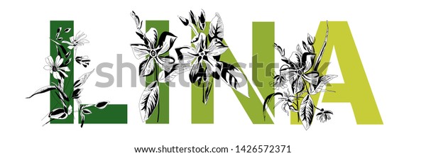 Name Lina Font Composition Named Lina: vector de stock (libre de ...