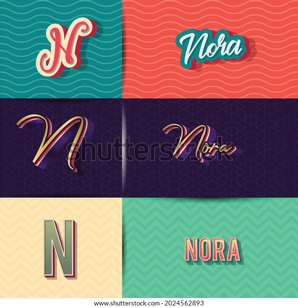 Name Nora Various Retro Graphic Design Stock Vector (Royalty Free ...