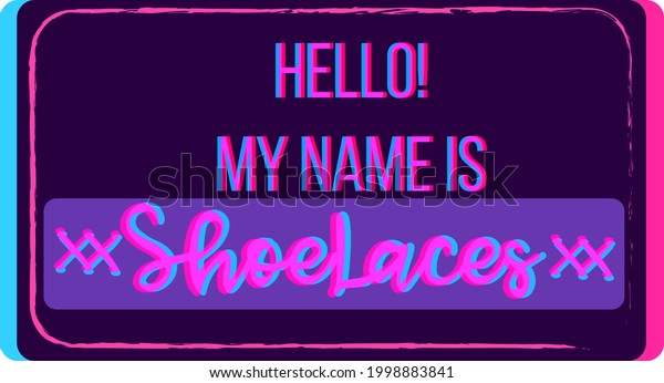 Name Tag Template Neon Colors Text: เวกเตอร์สต็อก (ปลอดค่าลิขสิทธิ์ ...