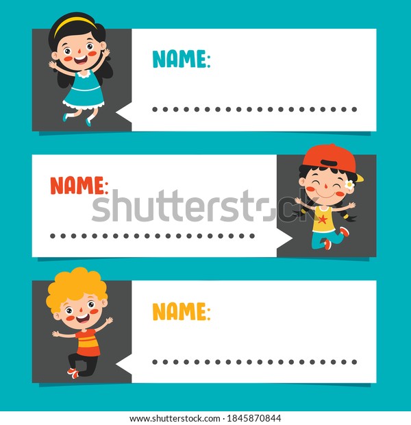 Name Tags School Children Stock Vector (Royalty Free) 1845870844 ...