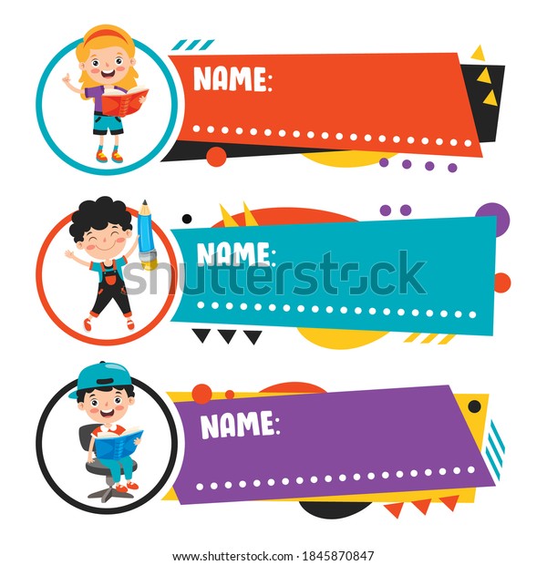 Name Tags School Children Stock Vector (Royalty Free) 1845870847