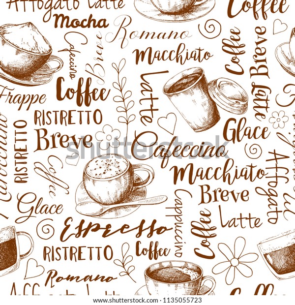 Names Different Types Coffee Different Coffee Stock Vector (Royalty ...
