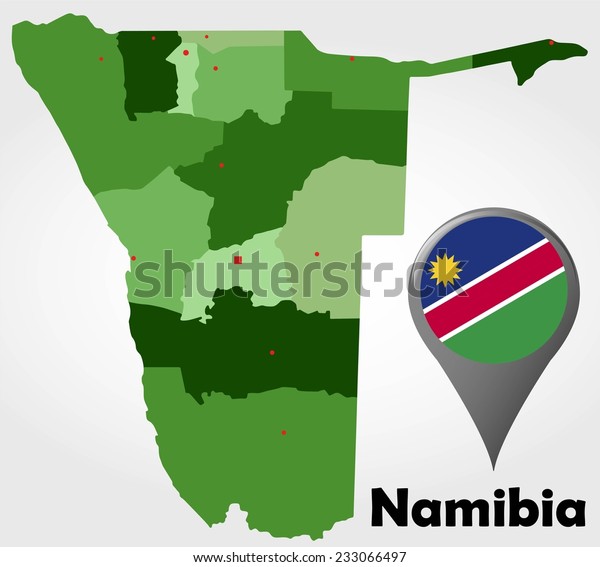 Vektor Stok Namibia Political Map Green Shades Map (Tanpa Royalti ...