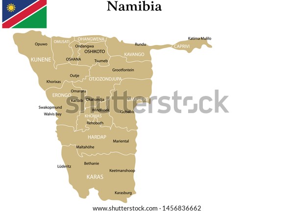 Namibia Political Map Vector Illustration 스톡 벡터(로열티 프리) 1456836662 ...