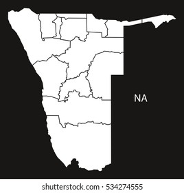 Namibia Regions Map Black White Illustration: vector de stock (libre de ...
