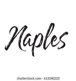 Vektor Stok Naples Text Design Vector Calligraphy Typography (Tanpa ...