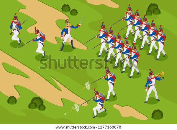 Napoleons Grenadiers Attack Illustration Isometric Icons Stock Vector ...