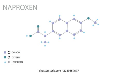 Naproxen Molecular Skeletal 3d Chemical Formula Stock Vector (Royalty ...