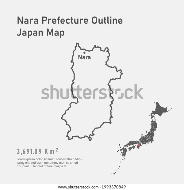 Nara Prefecture Outline Japan Map Stock Vector (Royalty Free ...