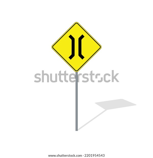Narrow Bridge Road Sign On Post Stock Vector (Royalty Free) 2201954543 ...
