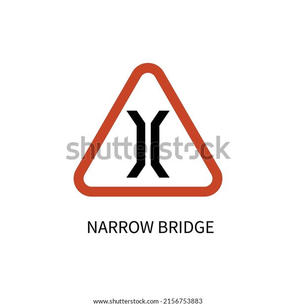 Narrow Bridge Road Sign Vector Icon Stock Vector (Royalty Free ...