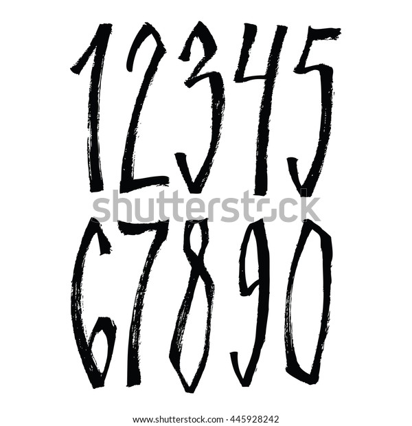 Narrow Font Numbers Alphabet Set Stock Vector (Royalty Free) 445928242