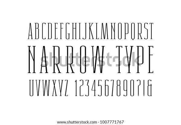 Narrow Serif Font Thin Line Typeface Stock Vector (Royalty Free) 1007771767