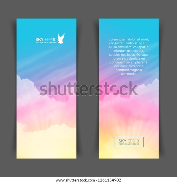 Narrow Vertical Vector Banners Realistic Pinkblue Stock Vector (Royalty ...
