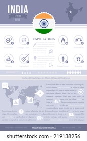 Nation Concept Infographics Vector Template India: เวกเตอร์สต็อก (ปลอด ...