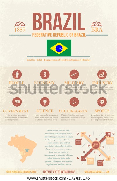 Nation Concept Infographics Vector Template Brasilia Stock Vector ...