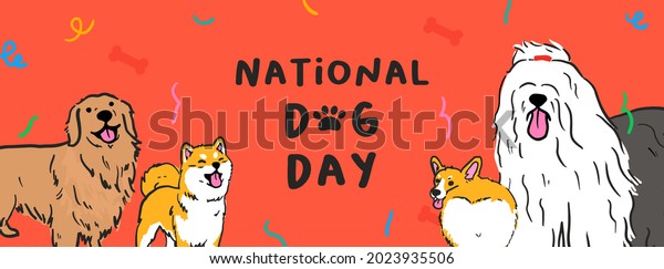 National Dog Day Banner Vector Design Stock Vector (Royalty Free ...