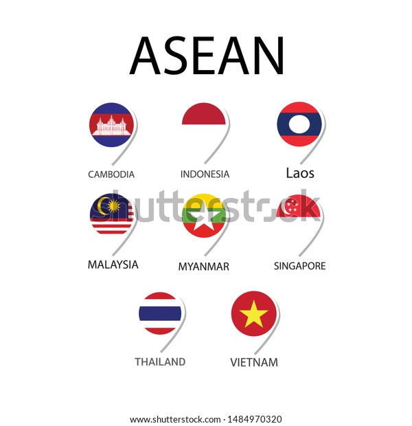 National Flag Asean Vector Pin Icon Stock Vector (Royalty Free ...