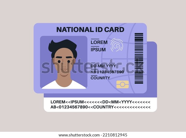 National Id Card Template Young Male Stock Vector (Royalty Free ...