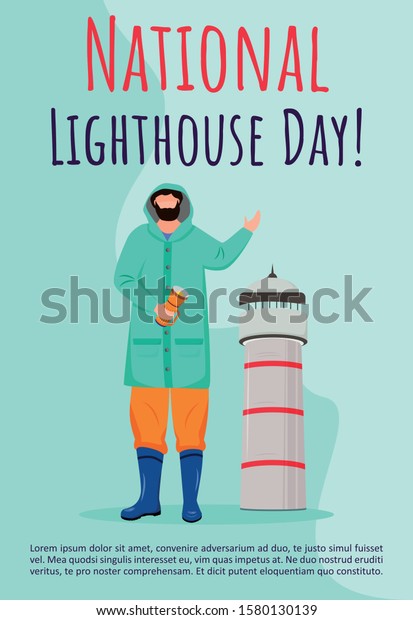 National Lighthouse Day Poster Vector Template Stock Vector (Royalty ...