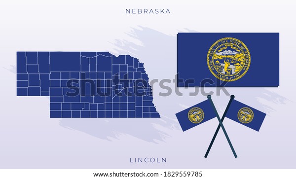 National Map Nebraska Vector Flag Nebraska Stock Vector (Royalty Free ...