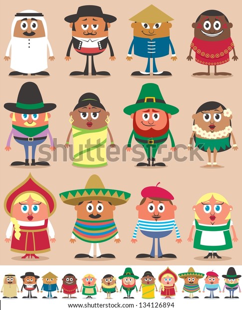 Nationalities Part 1 Set 12 Characters Stock Vector (Royalty Free ...