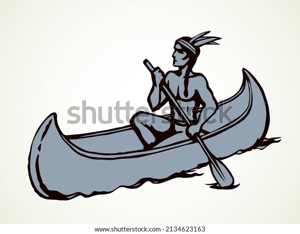Native American Canoe Vector Drawing: เวกเตอร์สต็อก (ปลอดค่าลิขสิทธิ์ ...