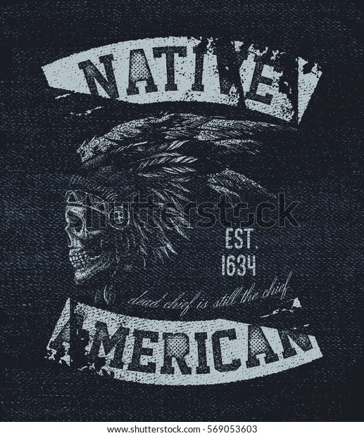 Native American Illustration Vintage Typography Vector Stock Vector ...