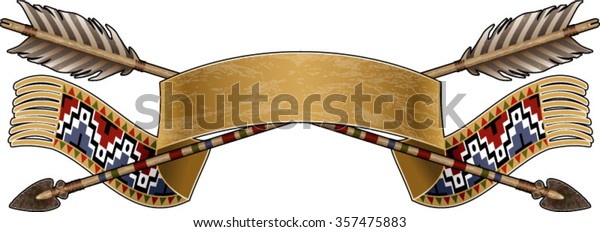 Vektor Stok Native American Indian Background Banner Arrows (Tanpa ...