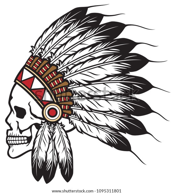 Native American Indian Chief Skull Vector 库存矢量图（免版税）1095311801 ...