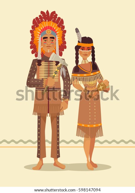 Native American Indian Couple Man Woman Stock Vector (Royalty Free ...