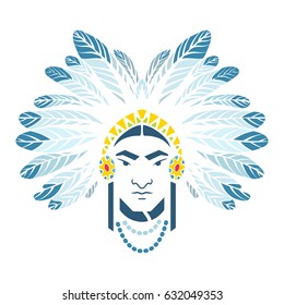 Native American Indian Fullface Head War Stock Vector (Royalty Free ...