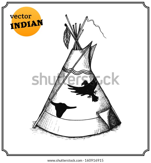 Native American Indian Hut Sketch Style Stock Vector (Royalty Free ...