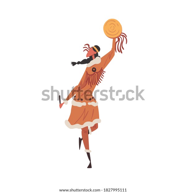 Native American Indian Ritual Dance Beautiful Stock Vector (Royalty ...